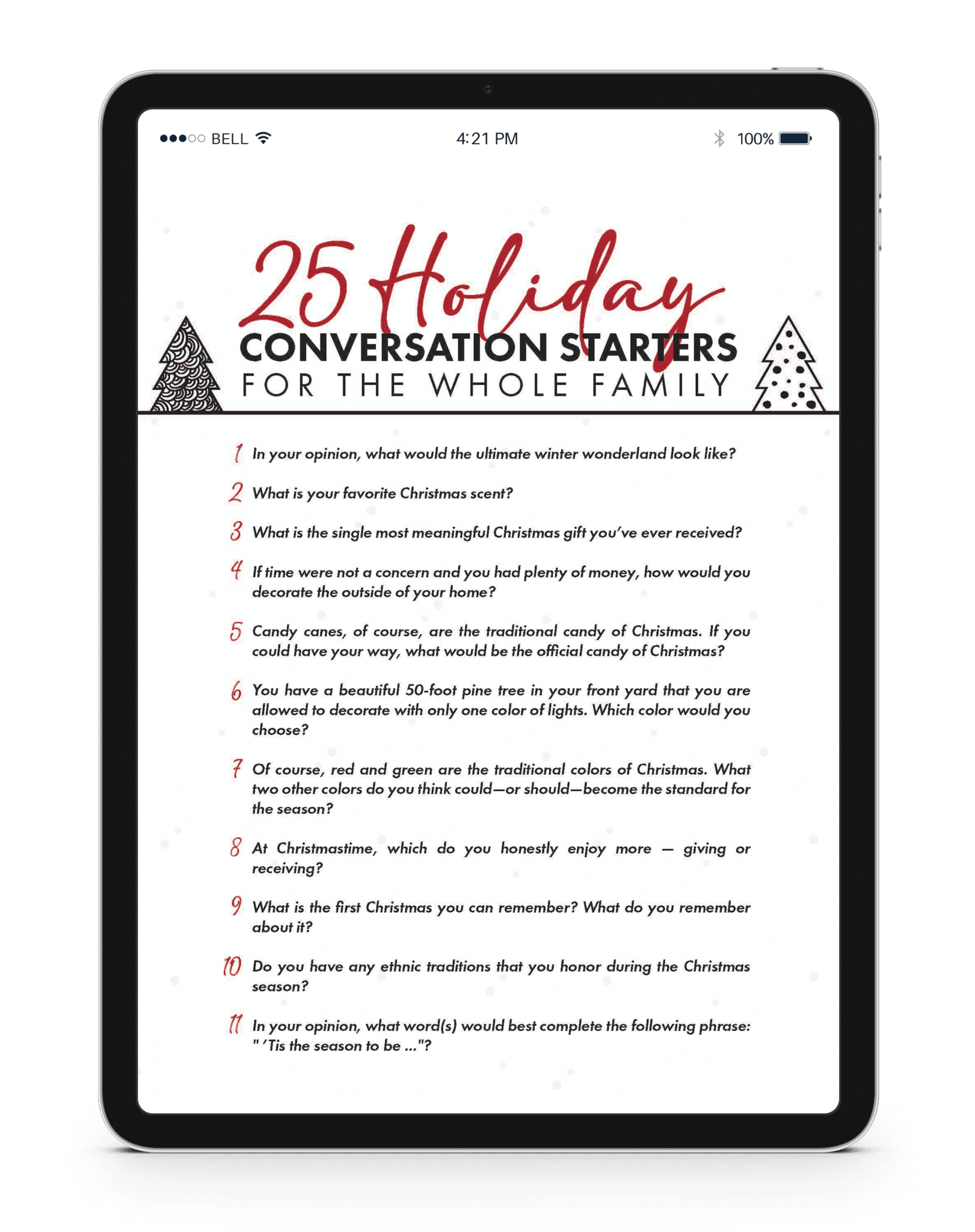 DOWNLOAD: 25 Holiday Conversation Starters - First Things First